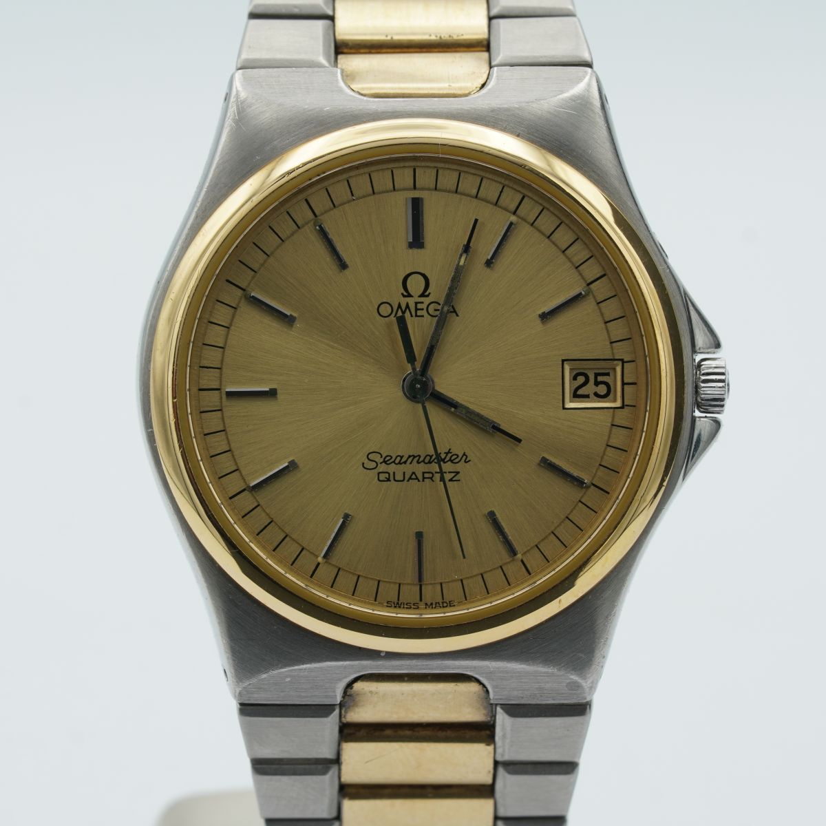 OMEGA SEAMASTER QUARTZ HERREN UHR 35MM STAHL GOLD VINTAGE ARMBANDUHR SCHON Uhrenatelier Halle